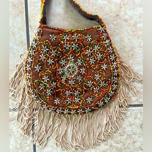 Kookai | Bags | Kookai Vintage Round Beaded Multicolor Brown Fringed ...